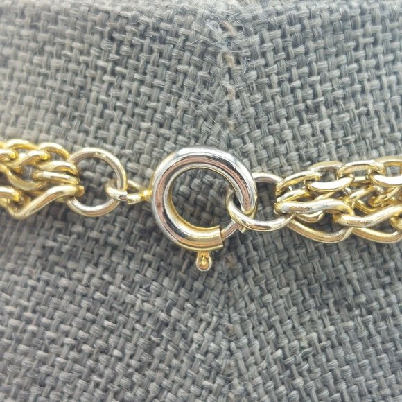 Jewelry | Gold Toned Tripple Strand Chain Necklace Charms Statement ...